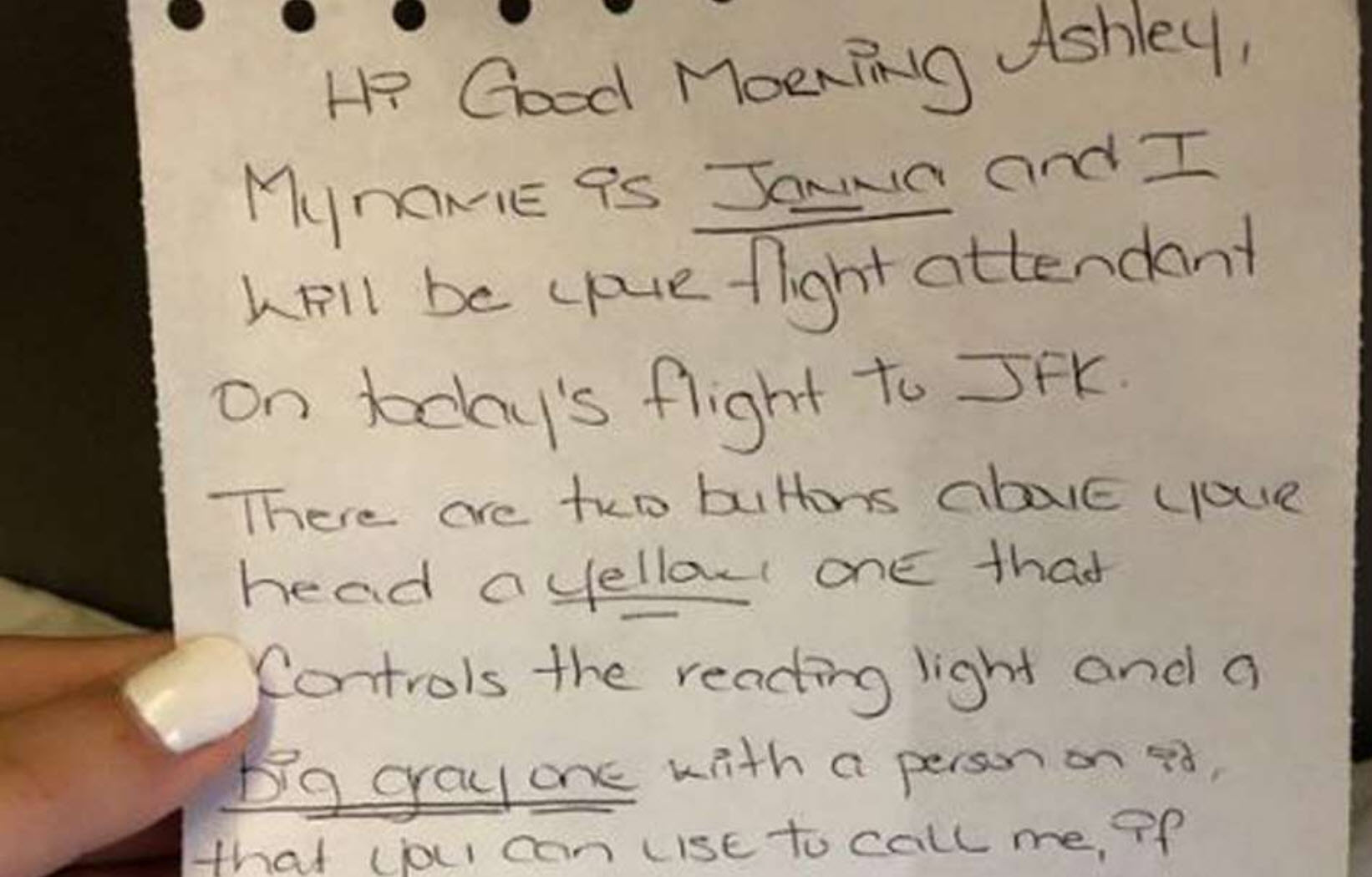 Flight Attendant's Writes Kind Note to Deaf Teen Passenger Flying Alone ...